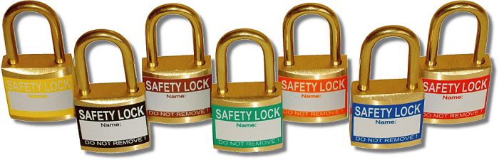 Padlock labels self adhesive. Pack of 10 red. | Reece Safety