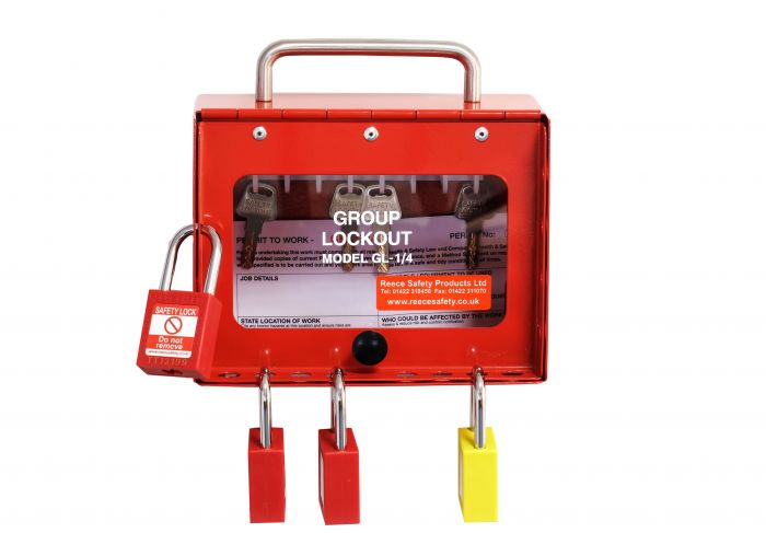 Steel Wall mounted or Portable Group Lockout Box - 8 hook | Reece Safety