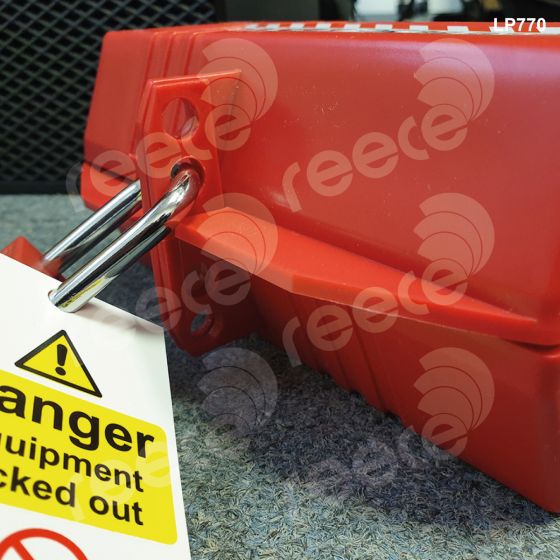 Plug Lockout, Large, Red, 80mm x 80mm x 180mm | Reece Safety