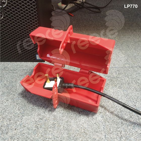 Plug Lockout, Large, Red, 80mm x 80mm x 180mm | Reece Safety