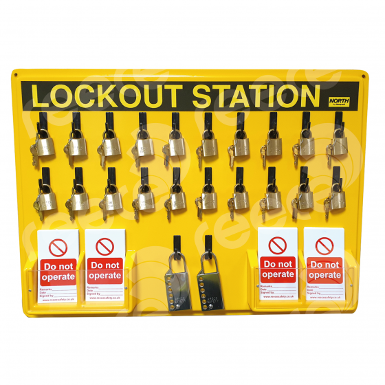 20 brass padlock Lockout Station (with contents) | Reece Safety