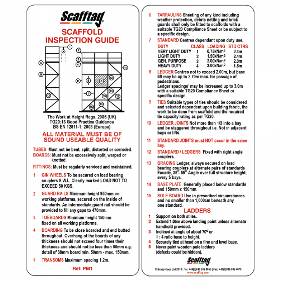 Scafftag for Scaffold Tagging - Pocket guide / pack of 5 | Reece Safety