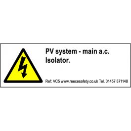 Pack of 250 Photovoltaic 'PV' Labels | Reece Safety