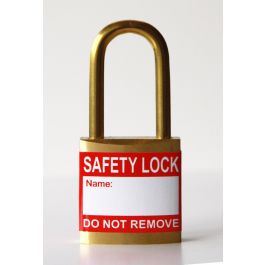 Padlock labels self adhesive. Pack of 10 red. | Reece Safety