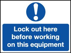 Lock out here Safety Lockout Labels | Reece Safety