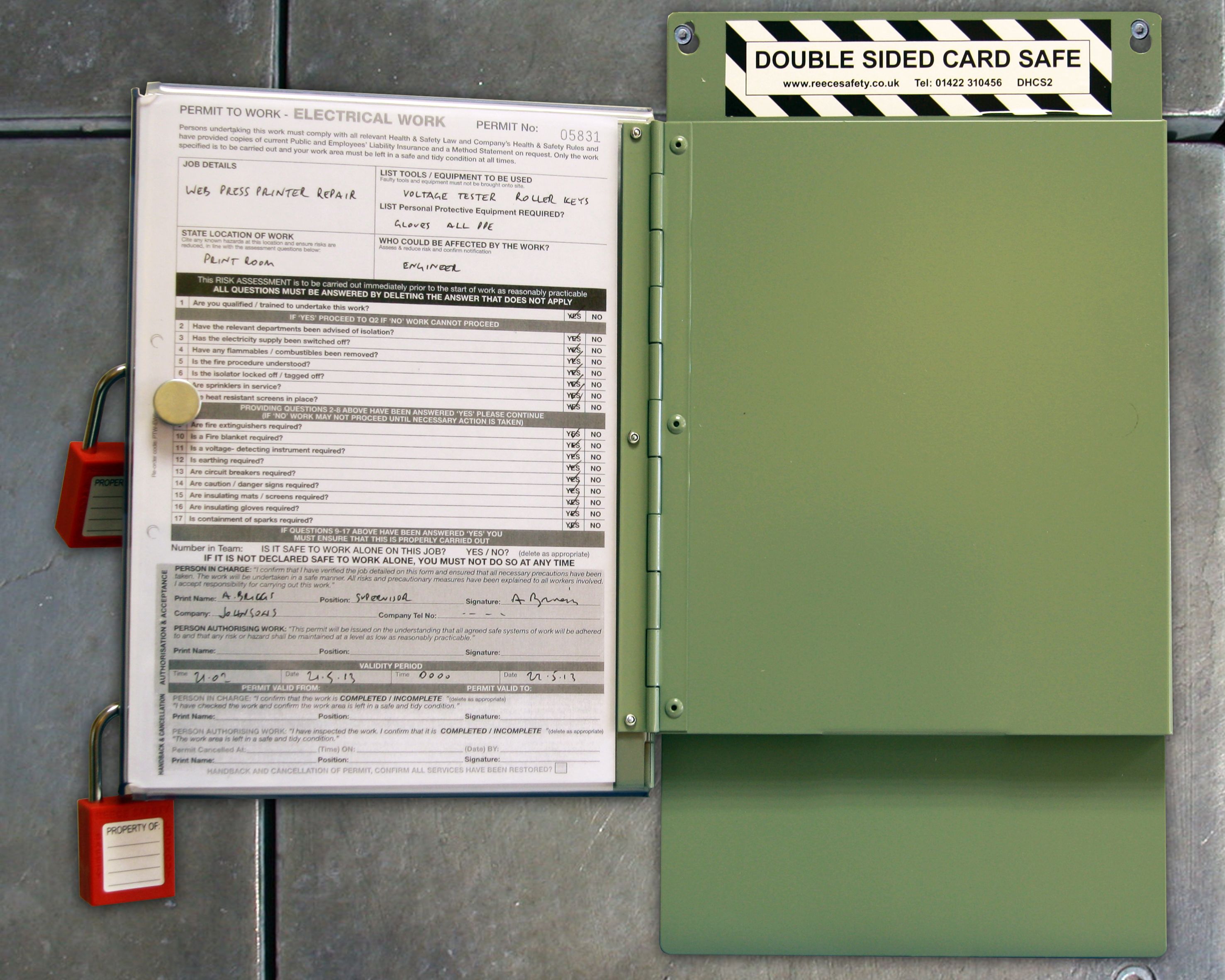 Card Safe - hinged for double side viewing | Reece Safety