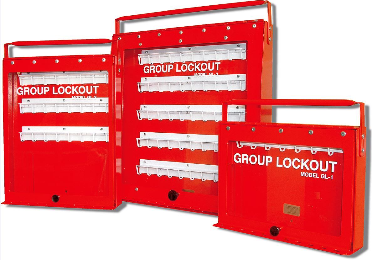 24 hook Red Steel Mounted or Portable Group Lockout Box | Reece Safety