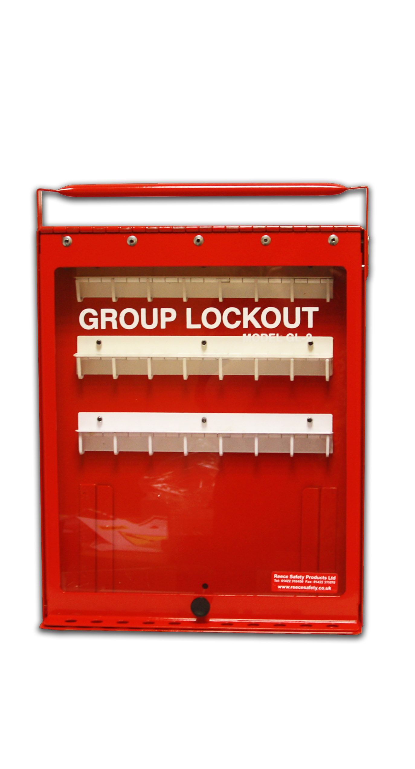 24 hook Red Steel Mounted or Portable Group Lockout Box | Reece Safety