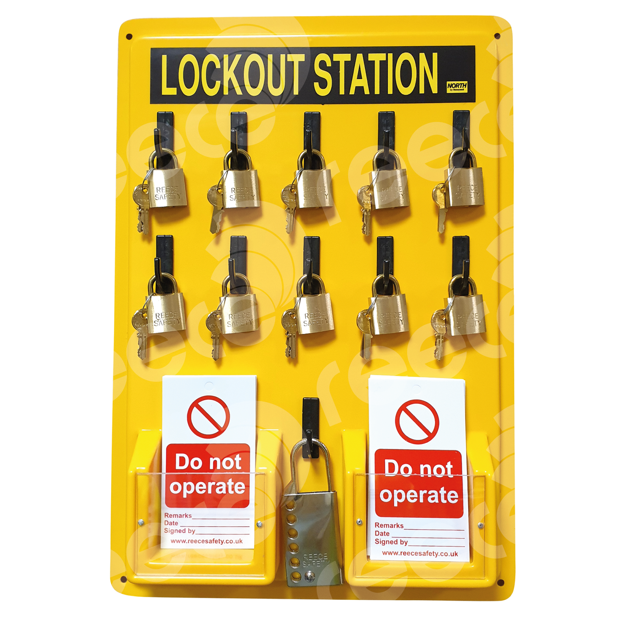 10 brass padlock Lockout Station (station only) | Reece Safety