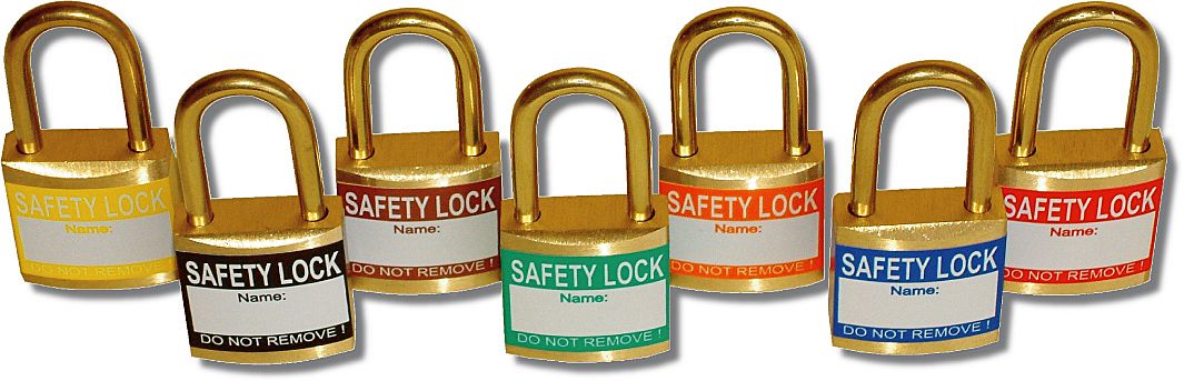 Padlock labels self adhesive. Pack of 10 red. | Reece Safety