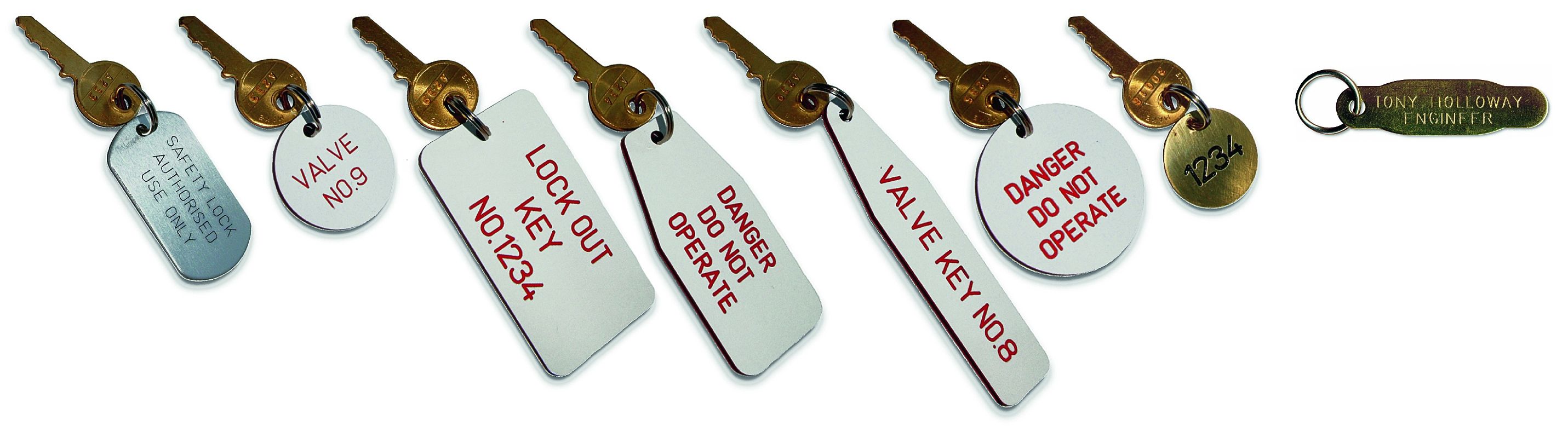 50x29mm anodised aluminium key tags engraved | Reece Safety