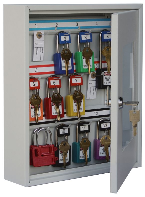 Small Padlock Cabinet with Viewing Door for 12 Padlocks | Reece Safety
