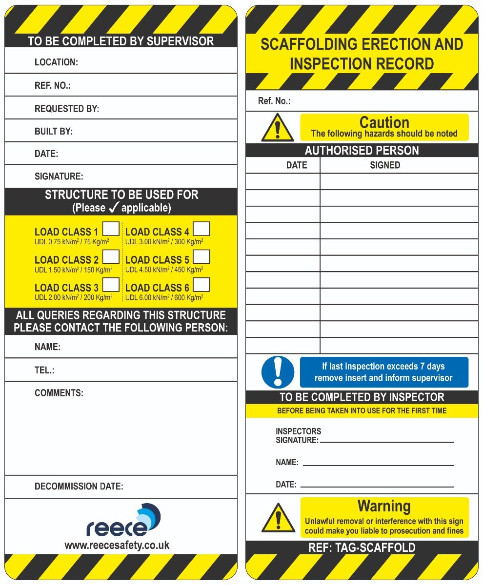 Scaffold Tag Kit - Reece | Reece Safety